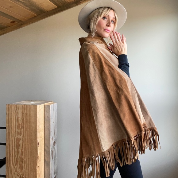 Vintage | Jackets & Coats | Vintage Leather Poncho | Poshmark